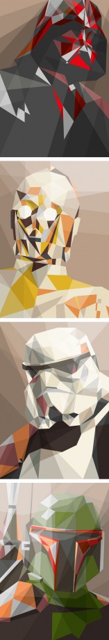 Illustrations de Stars Wars en polygones – La boite verte